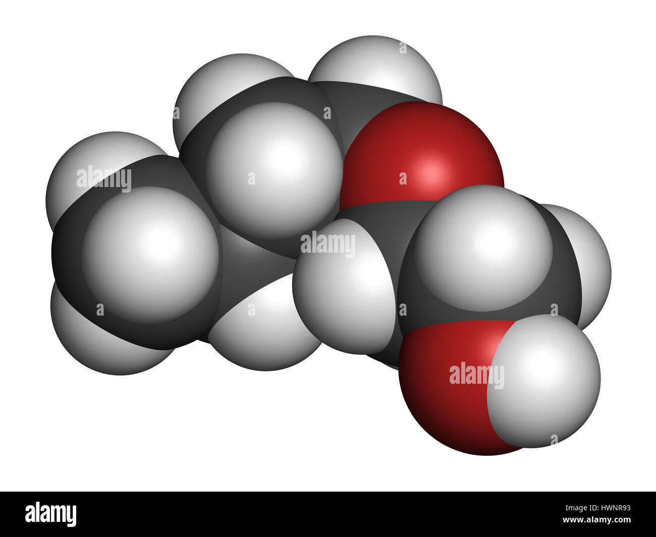 2-butoxyethanol molecule. Used as solvent and surfactant. 3D rendering ...