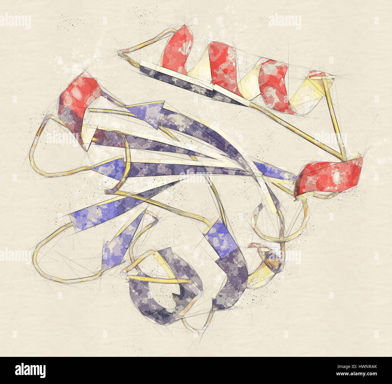 Bovine beta-lactoglobulin protein, 3D structure. Major whey protein ...