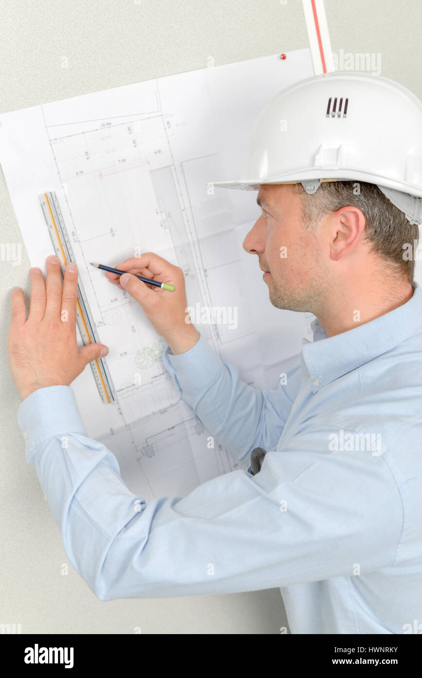 man drawing a plan Stock Photo - Alamy