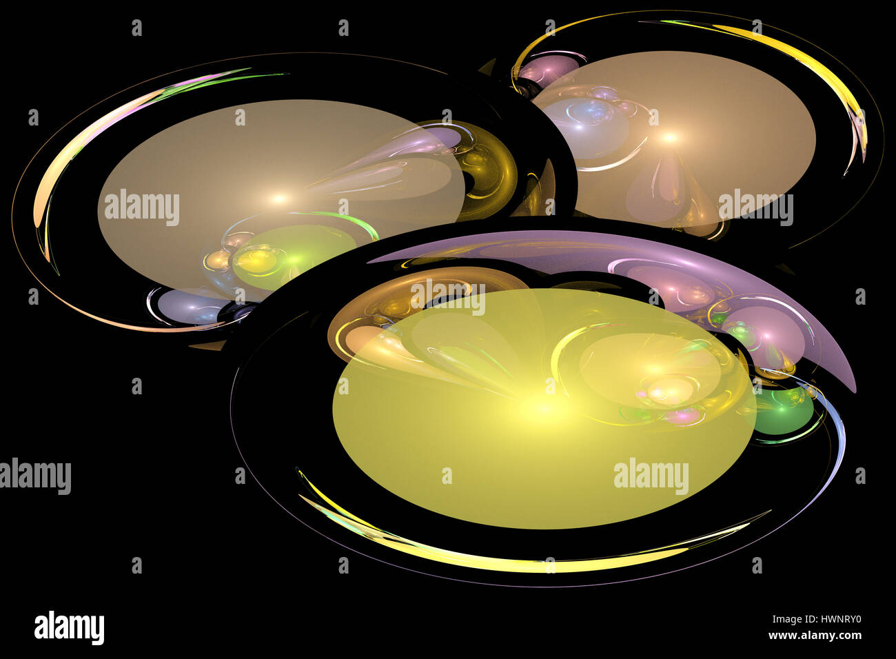 Fractal illustration: fractal lines form a glowing oval structure ...
