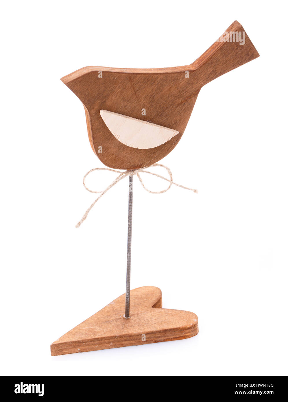 Handmade wooden bird on stick isolated Stock Photo - Alamy