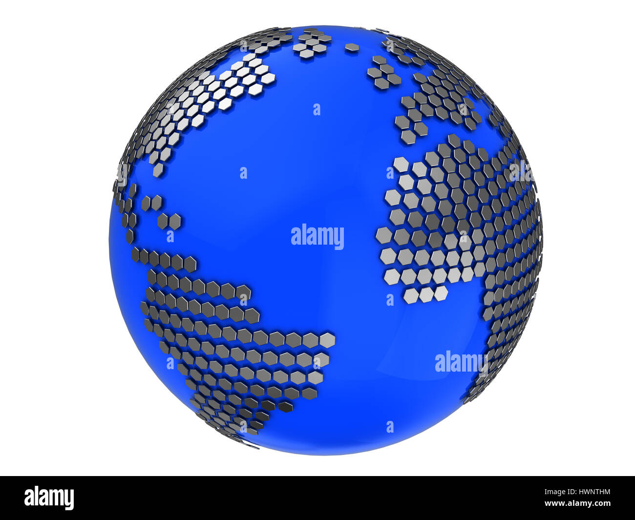 abstract 3d illustration of earth globe with hexagons texture Stock ...