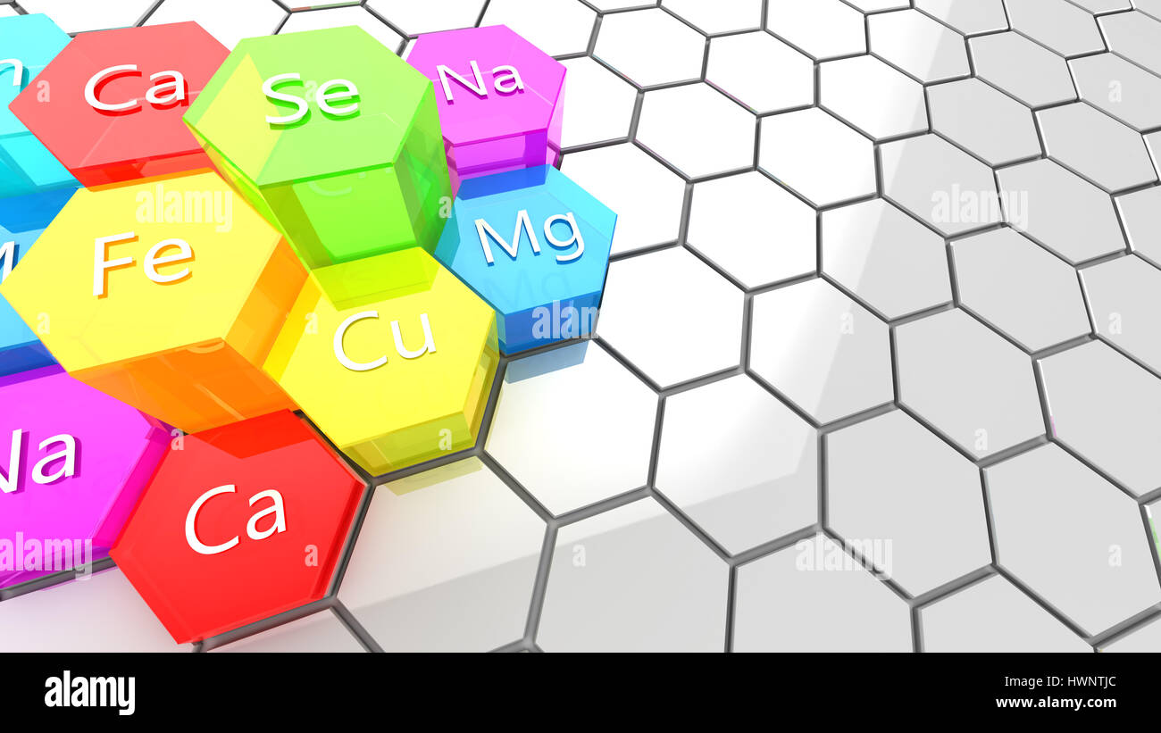 abstract 3d illustration of nutrition minerals background Stock Photo ...