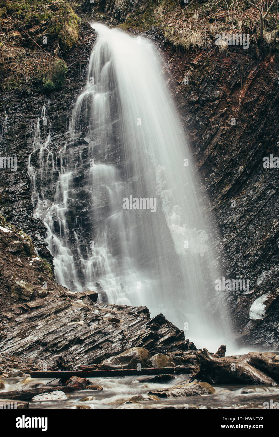 High mountain waterfall. mountain landscape Stock Photo - Alamy