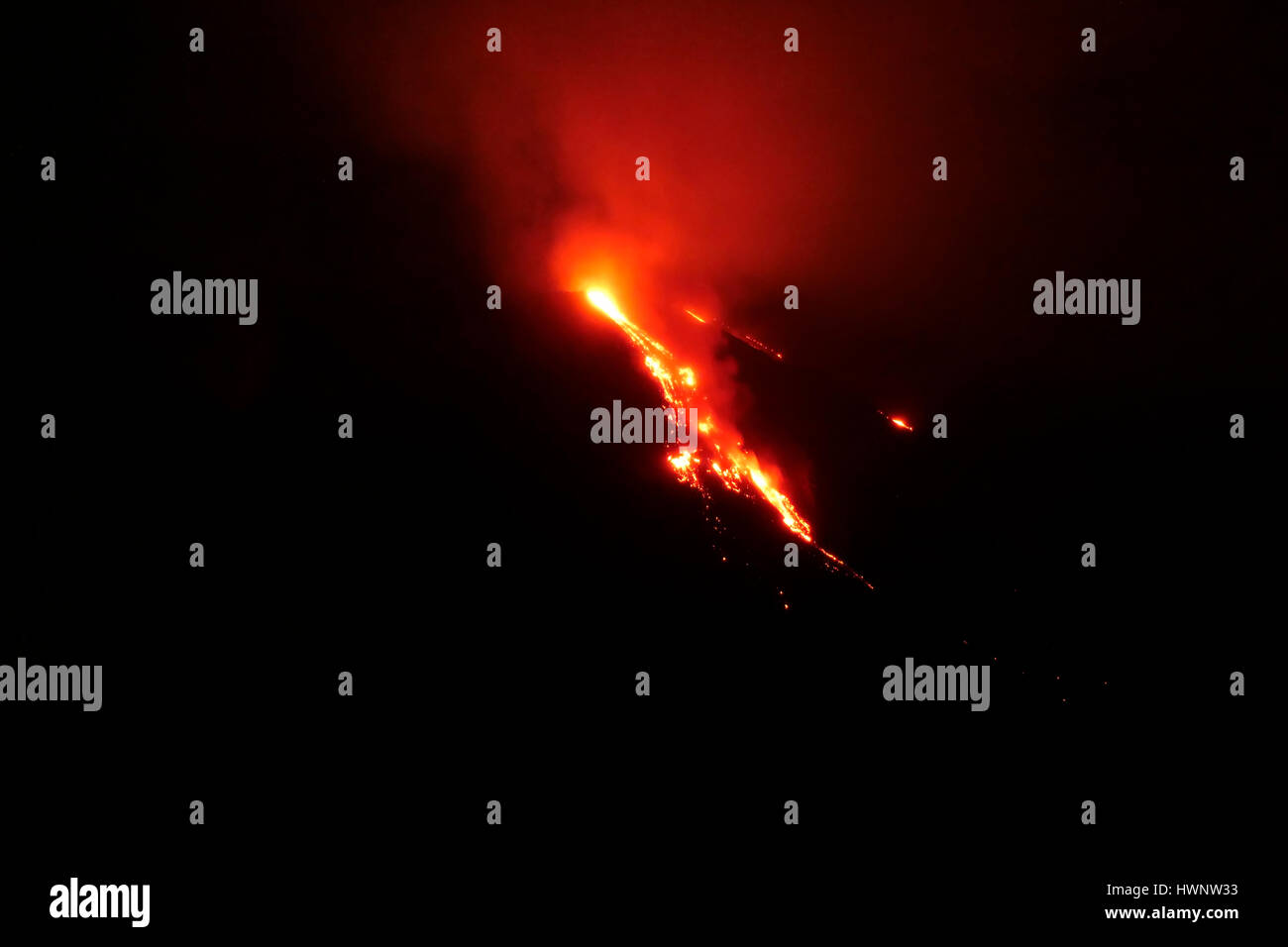 March 2017 eruption on Mount Etna in Sicily, southern Italy, the ...