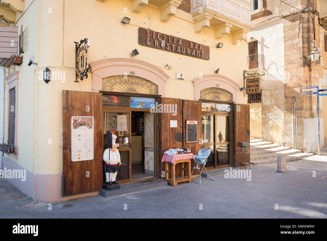The Sicilia Bar and Restaurant in Valetta Malta Stock Photo - Alamy