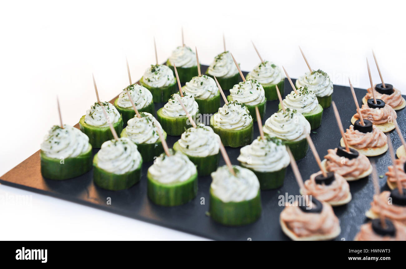 Assorted savoury snacks on festive table .Holiday Appetizers Stock ...
