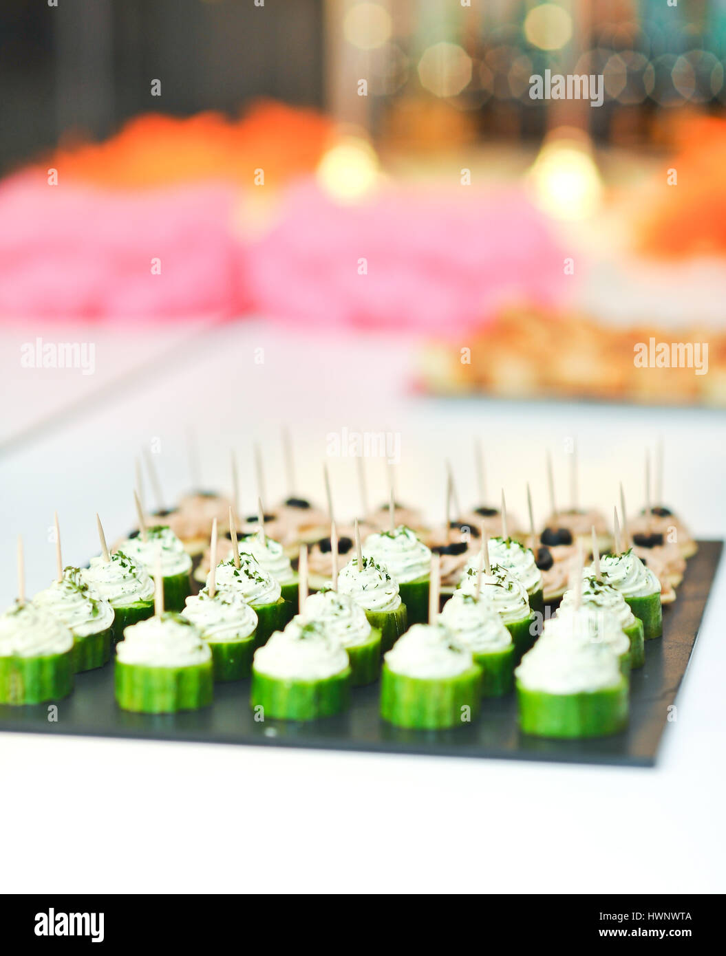 Assorted savoury snacks on festive table .Holiday Appetizers Stock ...