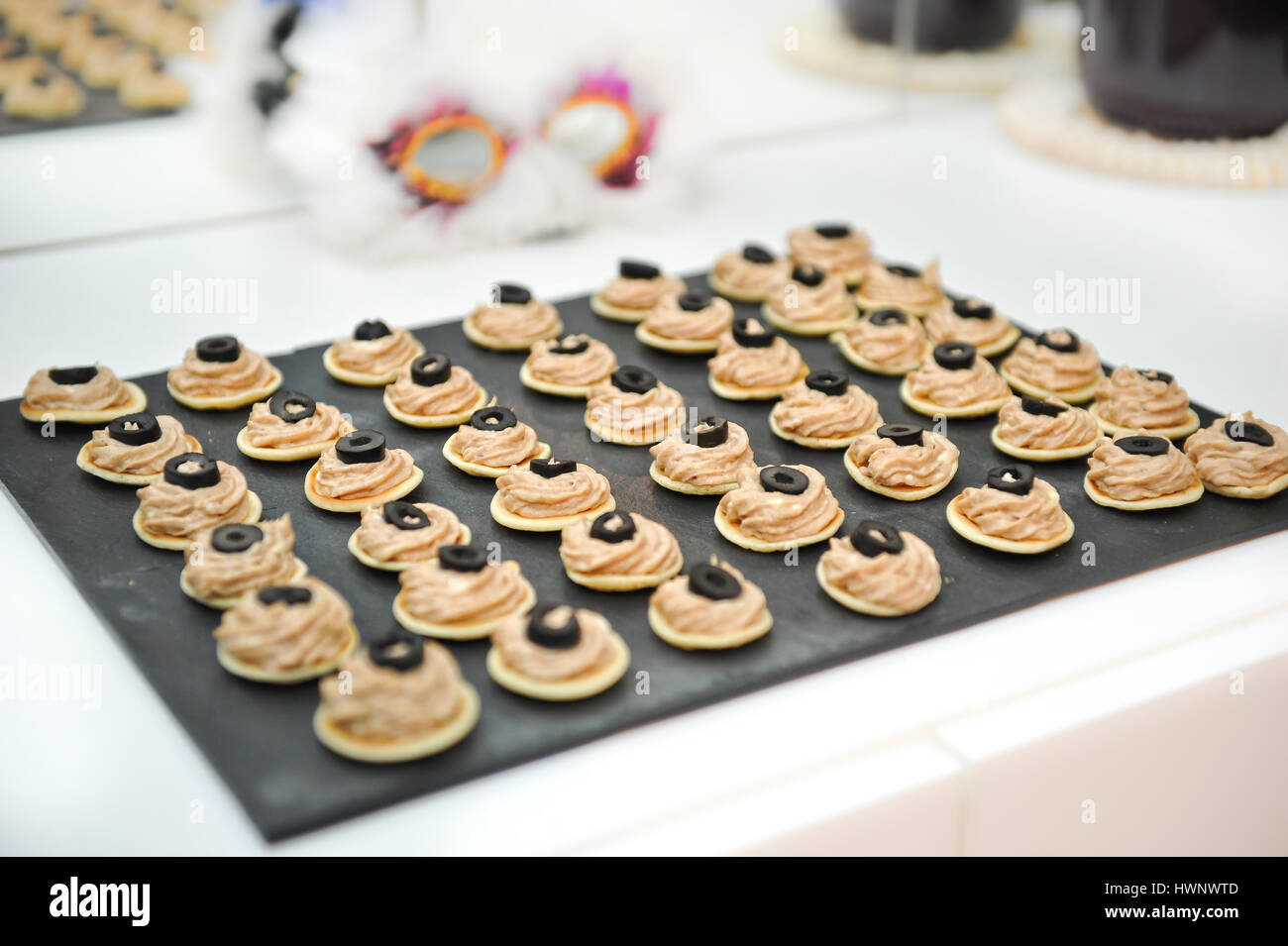 Assorted savoury snacks on festive table .Holiday Appetizers Stock ...