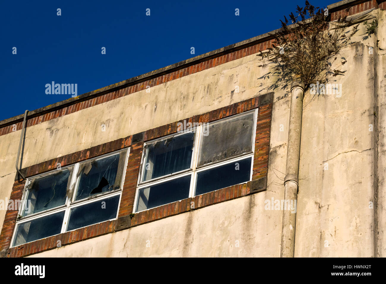 Detail of Top Floor Windows and Architecture Against a Blue Sky at the ...
