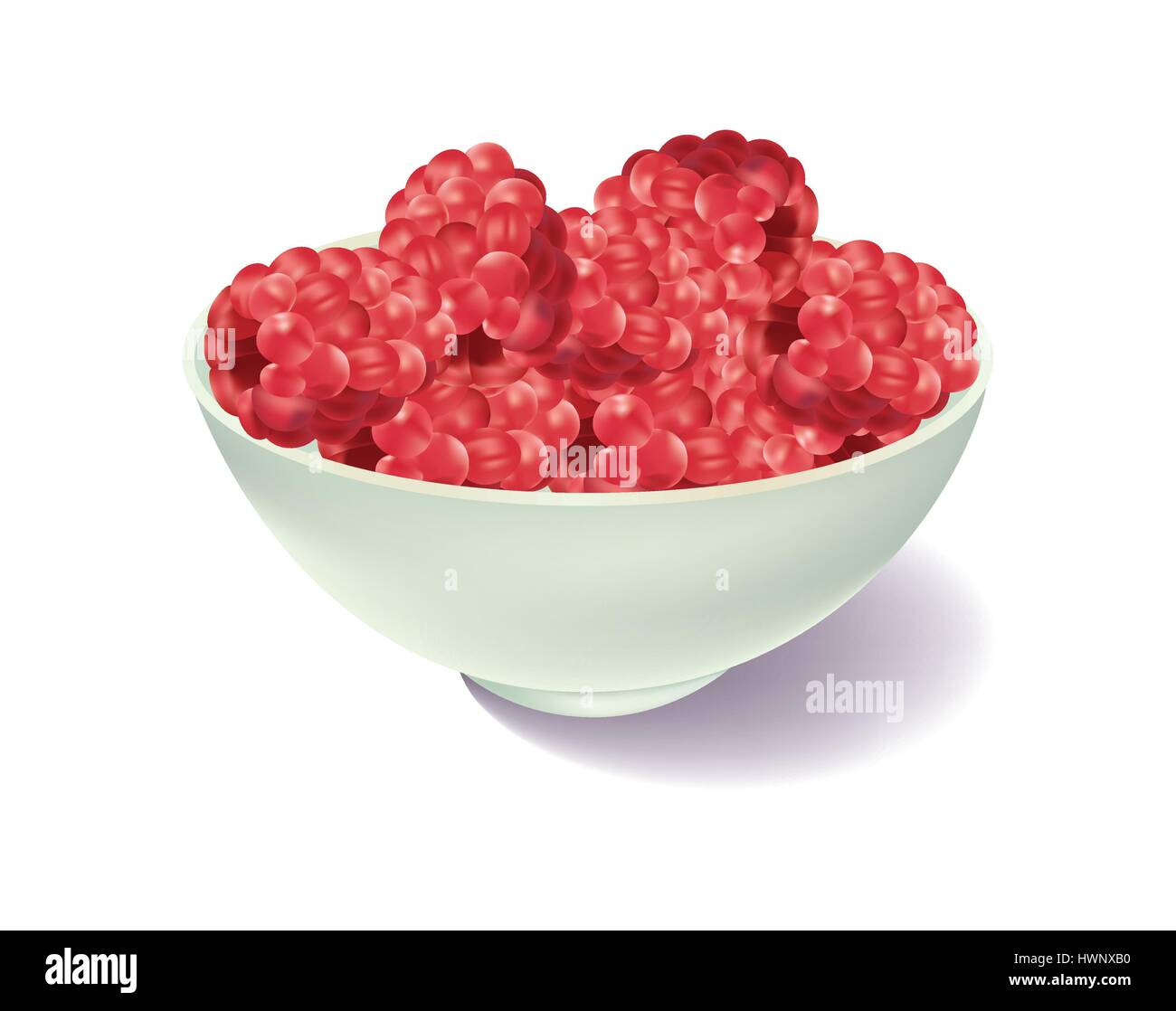 Delicious raspberries in a bowl on a white background Stock Vector ...