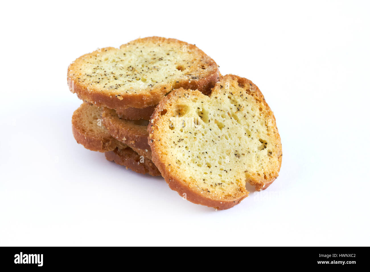 Round rusks with spices isolated on white background Stock Photo - Alamy