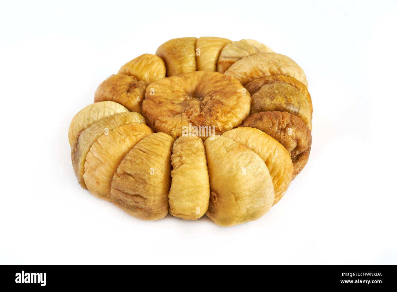 Dried figs in round packaging isolated on white background Stock Photo ...