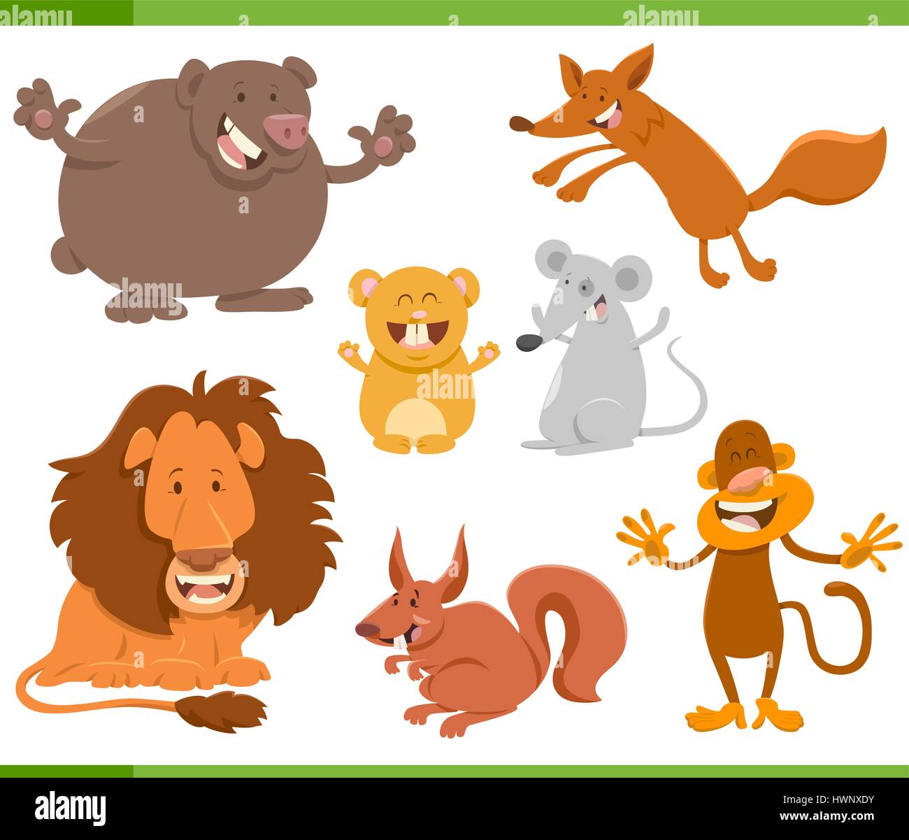 Cartoon Illustration of Cheerful Animal Characters Set Stock Vector ...