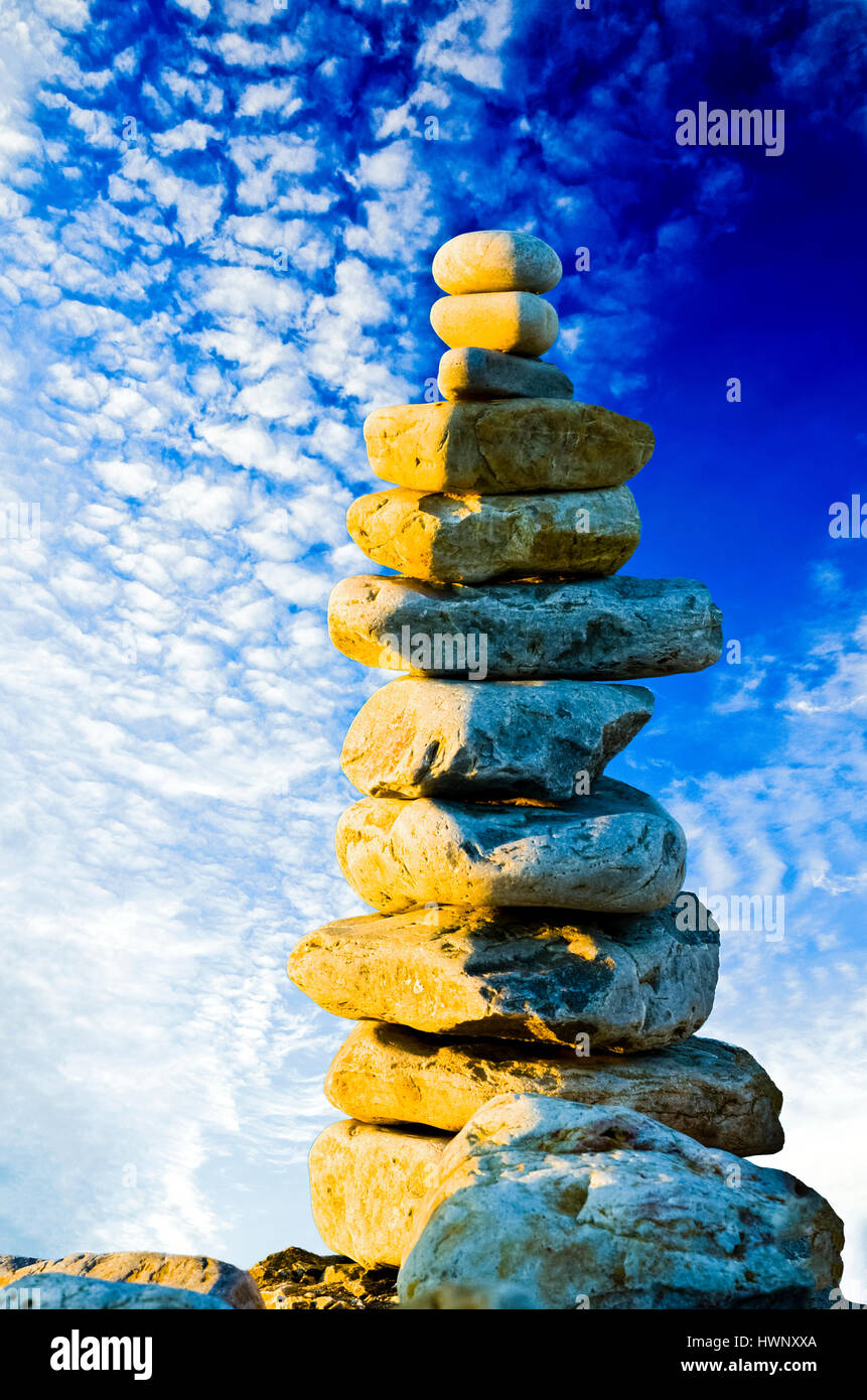 stones stacked to form a tower Stock Photo - Alamy