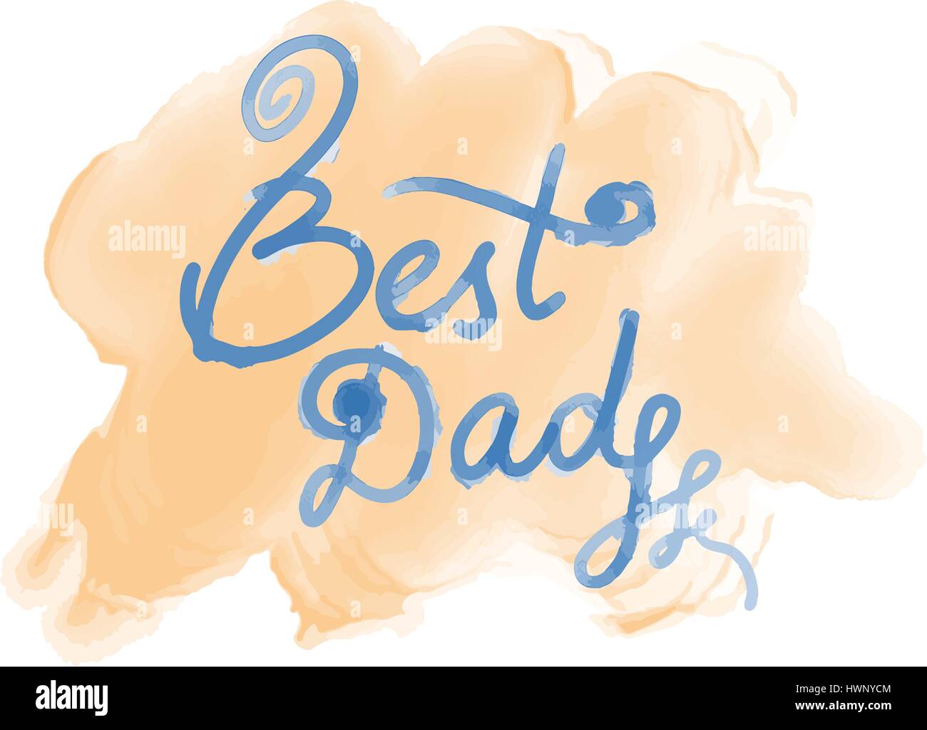 Best Dad lettering greeting card. Fathers day watercolor hand drawn ...