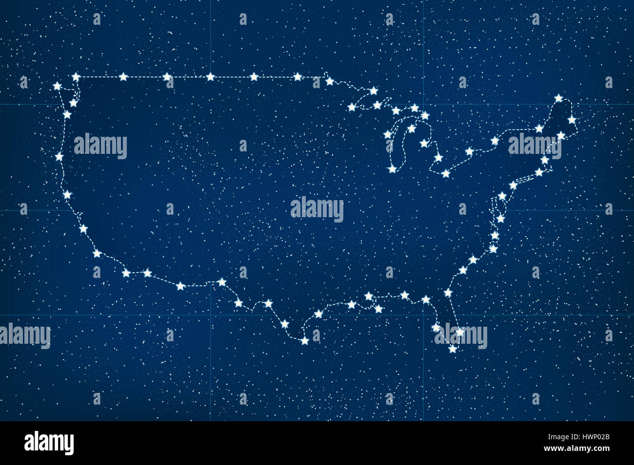 USA map with stars in the universe illustration Stock Photo - Alamy