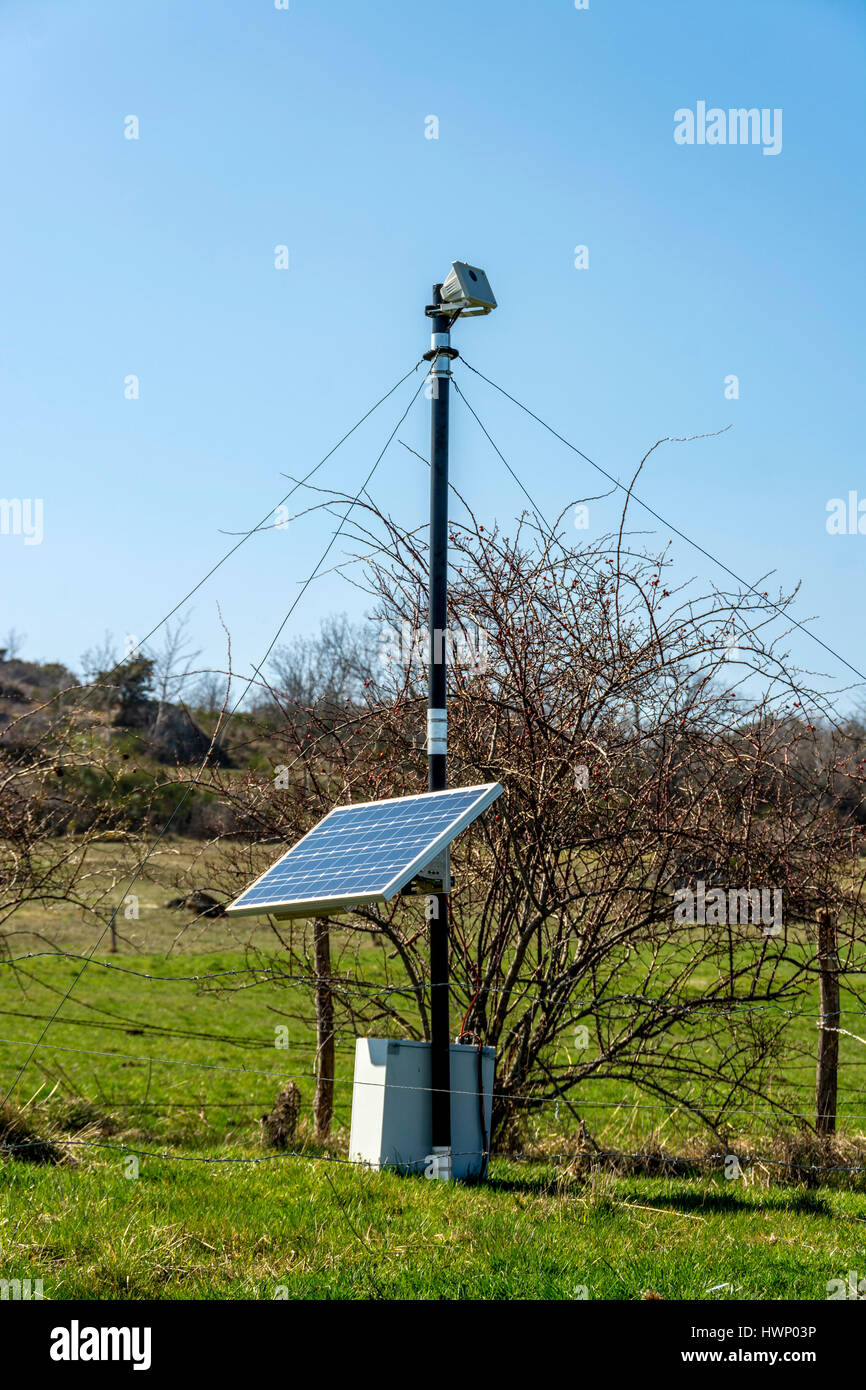 Solar panel providing power for an electric fence Stock Photo - Alamy