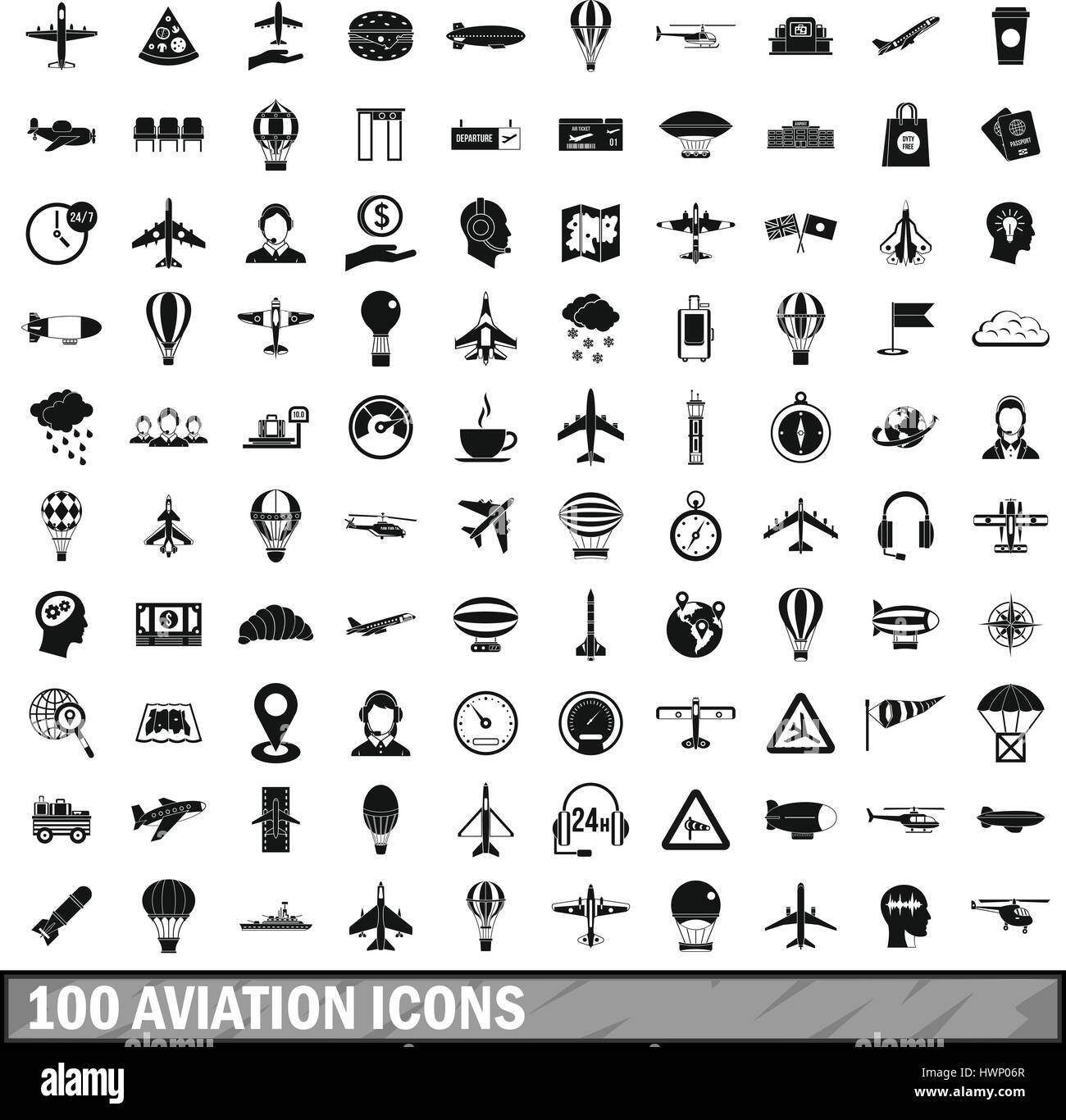 100 aviation icons set, simple style Stock Vector Image & Art - Alamy