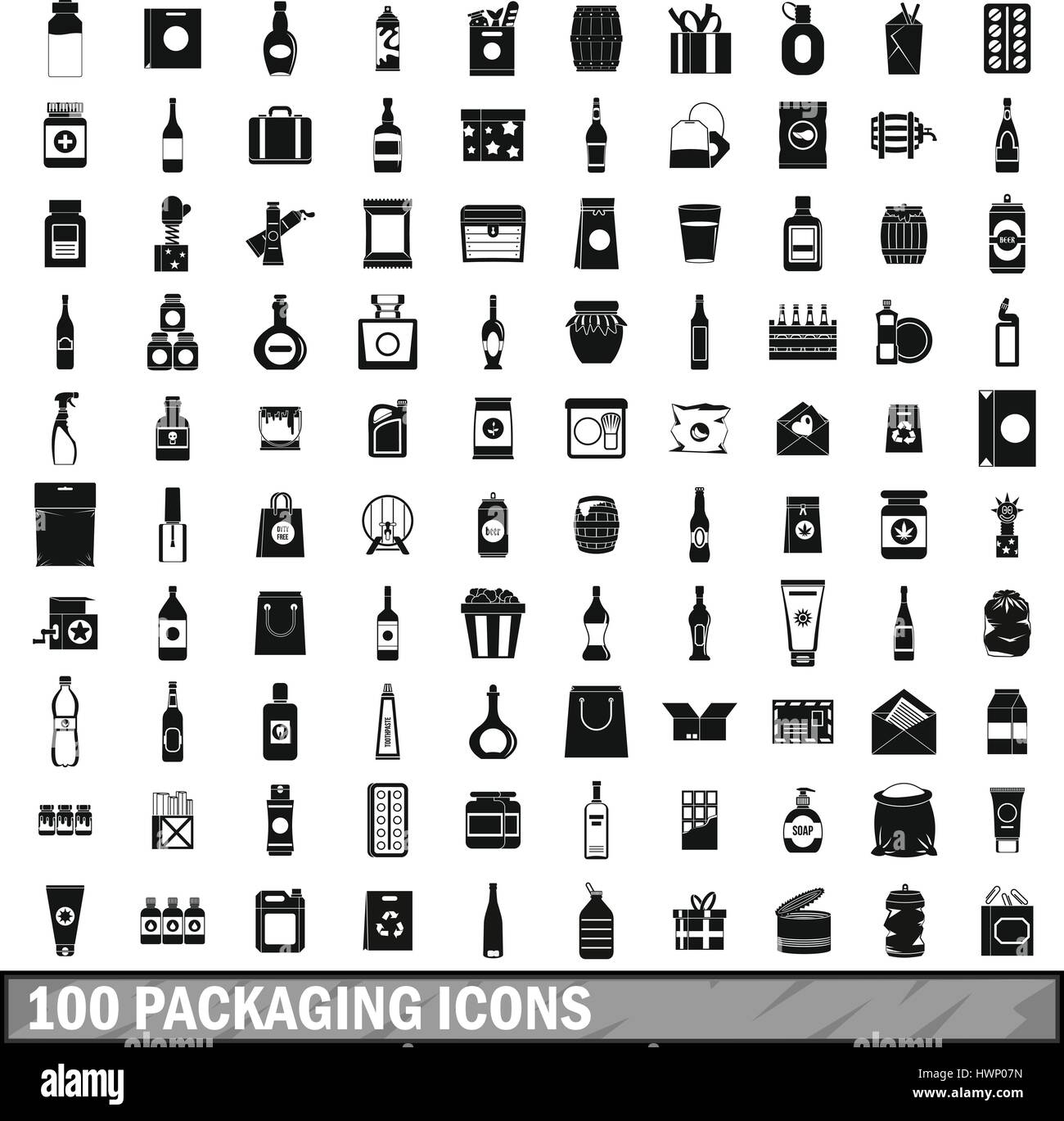 100 packaging icons set, simple style Stock Vector Image & Art - Alamy