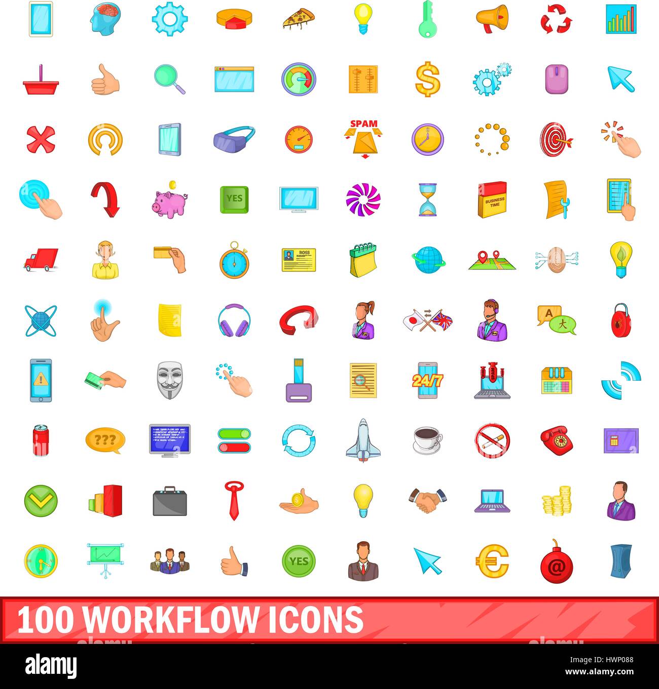 100 workflow icons set, cartoon style Stock Vector Image & Art - Alamy
