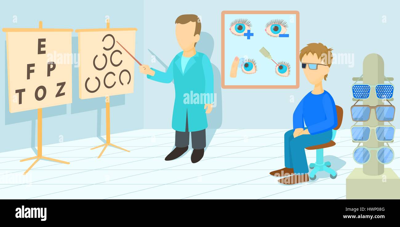 Vision correction horizontal banner, cartoon style Stock Vector Image ...
