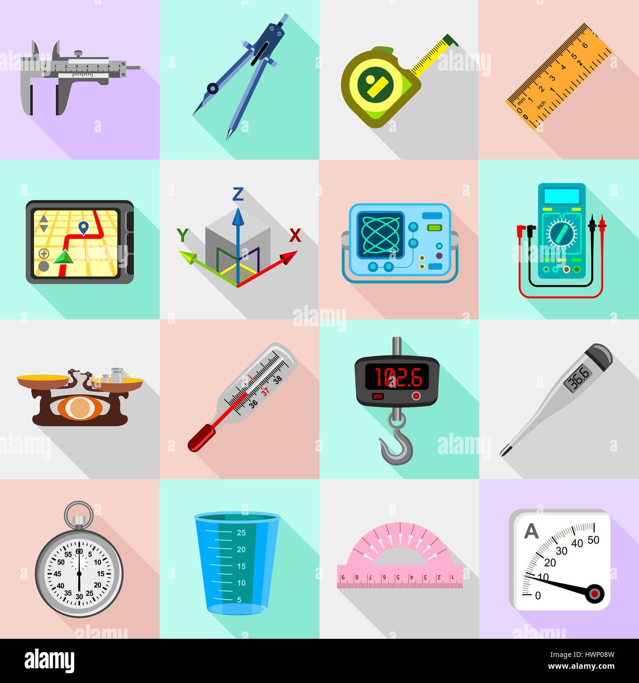 Measure precision icons set, flat style Stock Vector Image & Art - Alamy