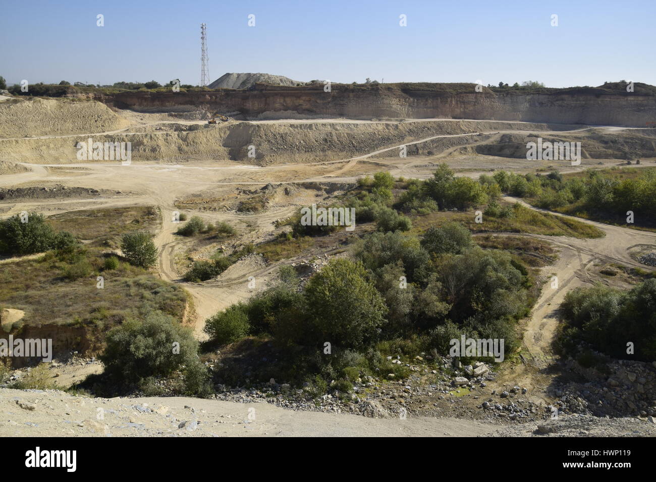 Large quarry for gravel mining, sand and clay. Mining machines and ...