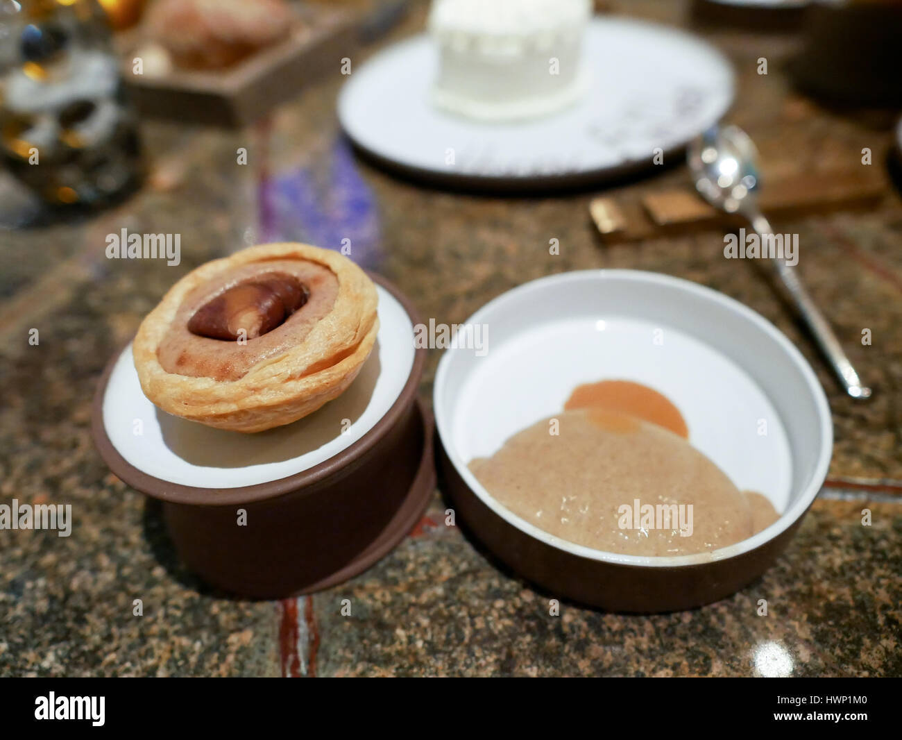 Chestnut tart and Turkish coffee ice cream Stock Photo - Alamy