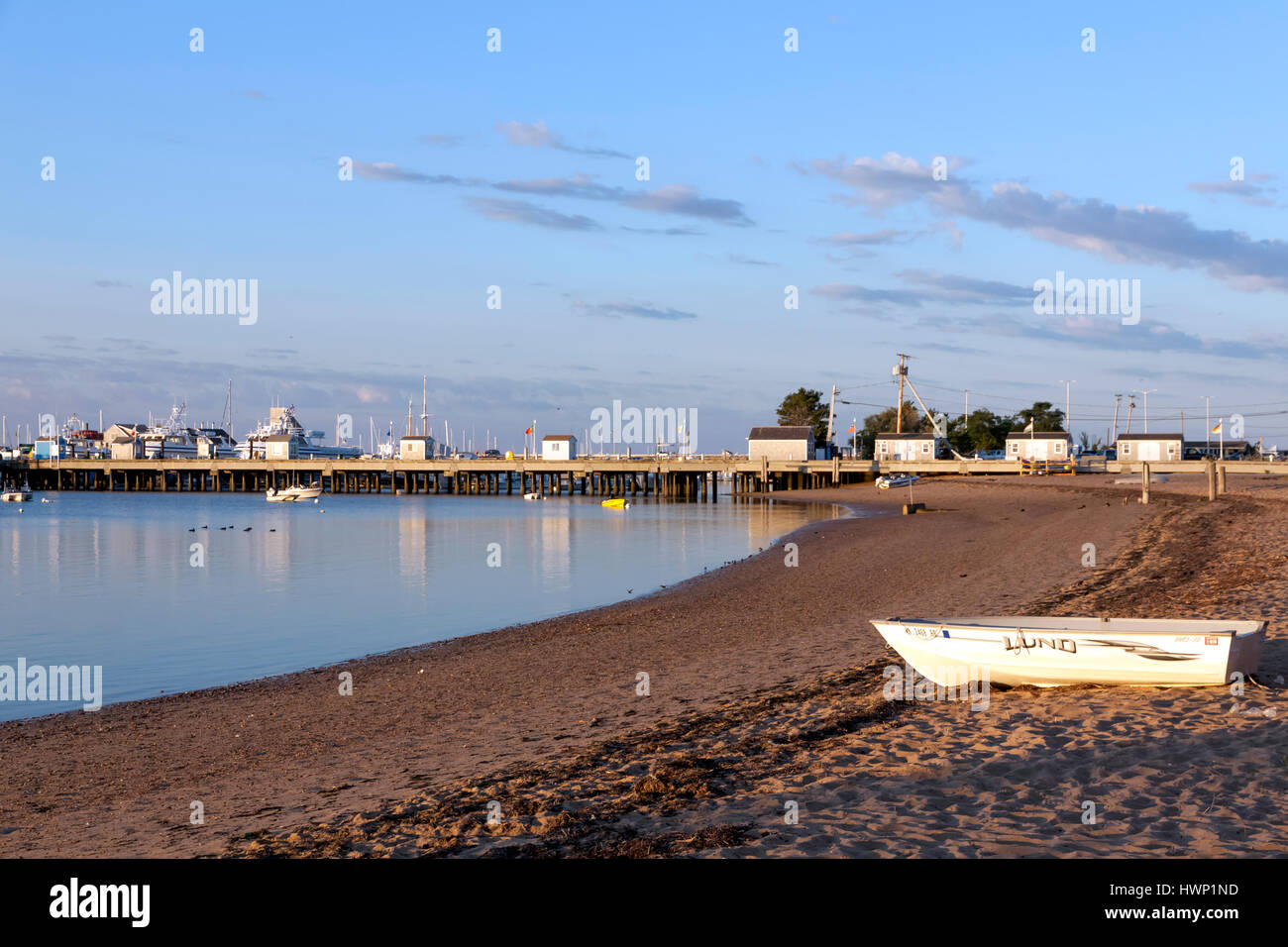 Boat facing Cape Cod Bay and Macmillan Wharf in Provincetown ...