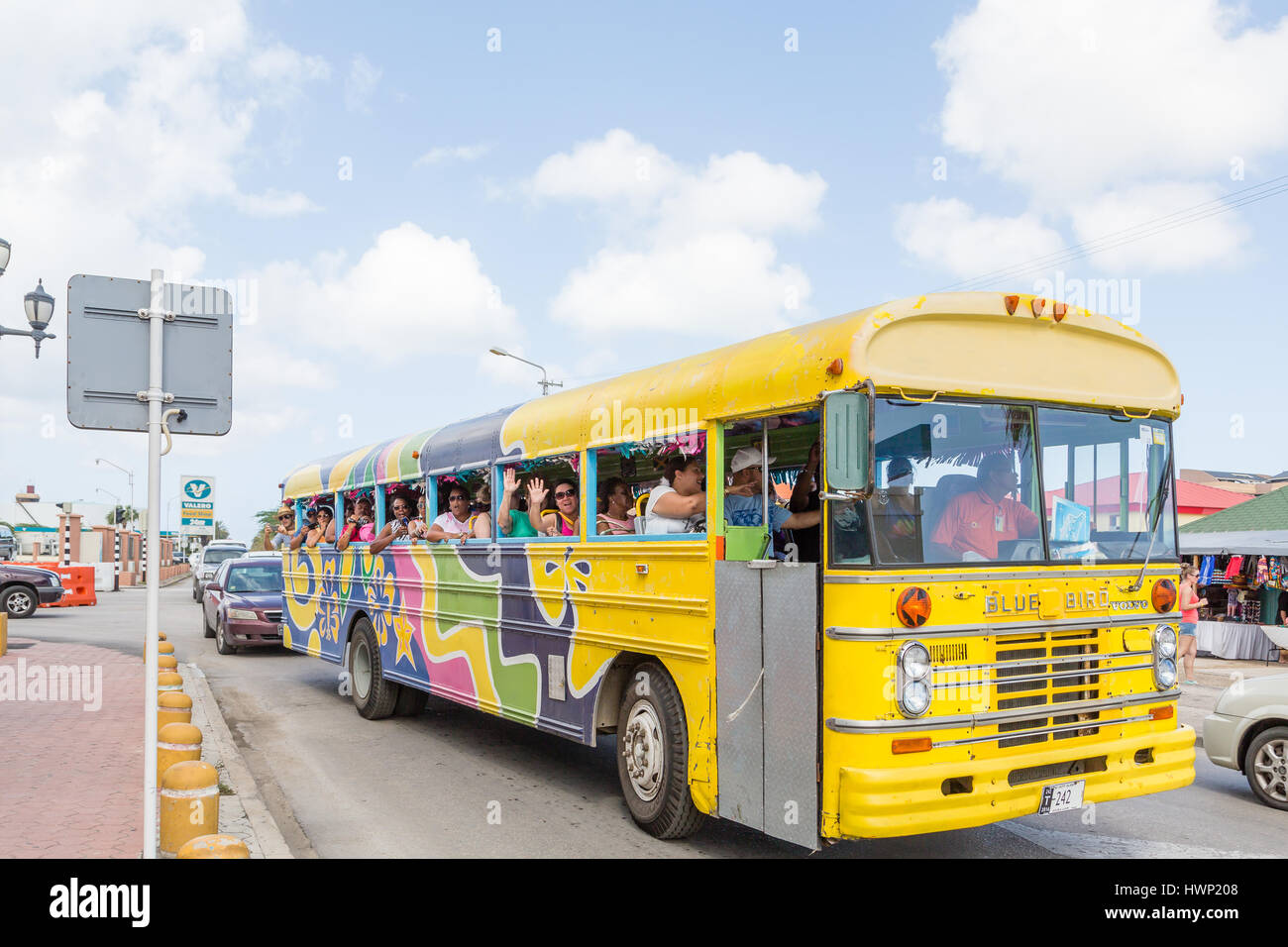Colorful Aruba Party Bus Stock Photo - Alamy