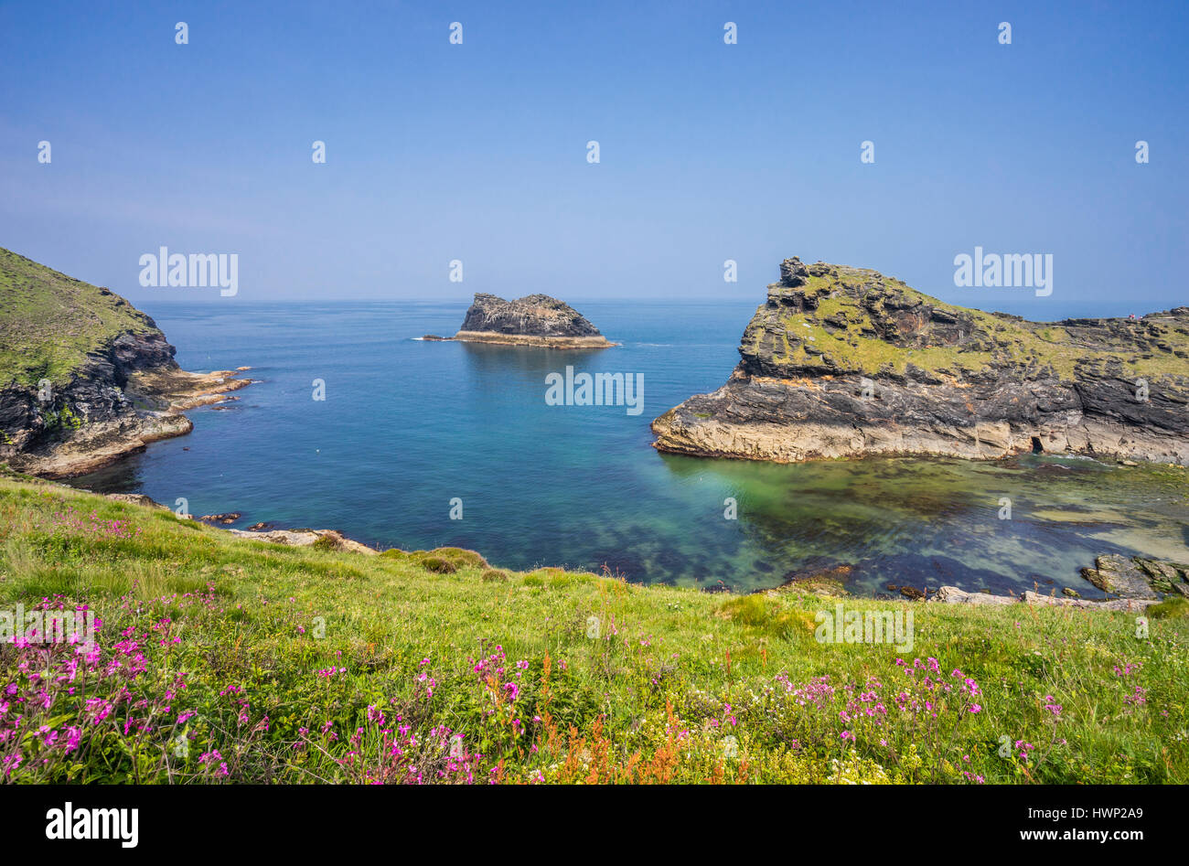 United Kingdom, South West England, Conwall, view of the entrance to ...