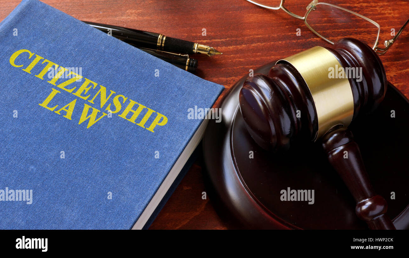 Book with title Citizenship Law and gavel Stock Photo - Alamy