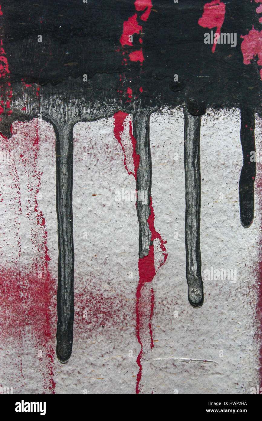 black and red graffiti drips on white wall Stock Photo - Alamy