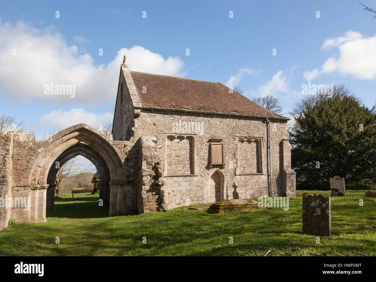 Exterior of old St Leonards Church, in the village of Sutton Veny ...