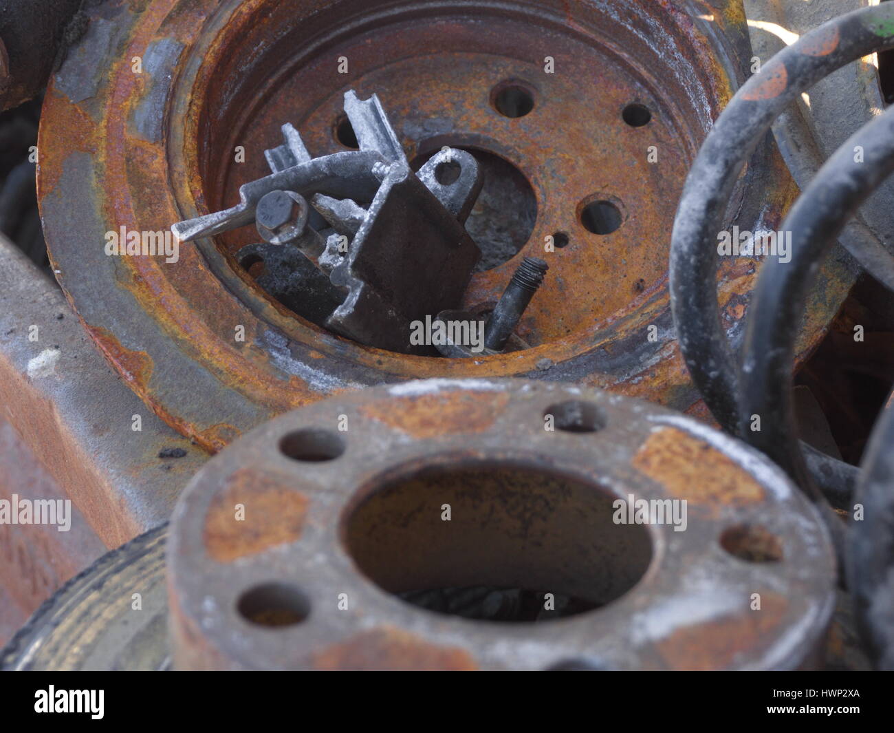 Rusty old brake discs from cars Stock Photo - Alamy
