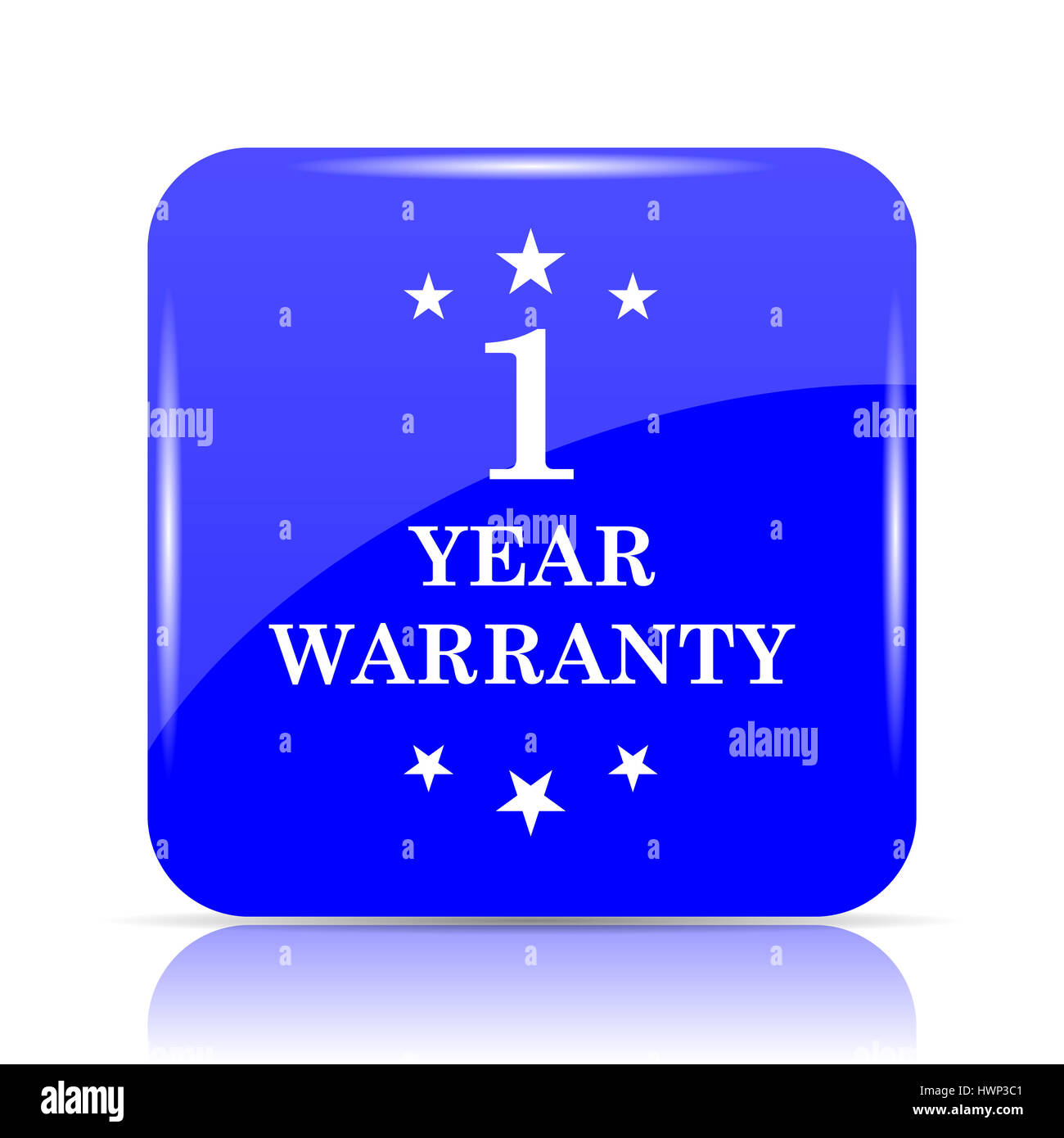 1 year warranty icon, blue website button on white background Stock ...