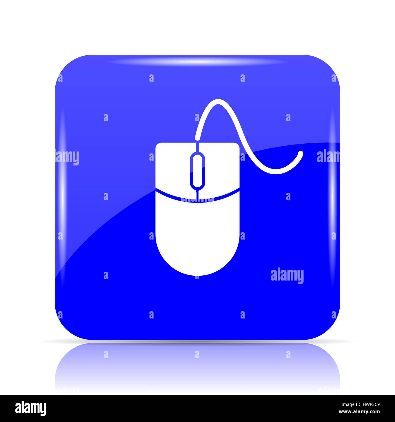 Mouse icon, blue website button on white background Stock Photo - Alamy