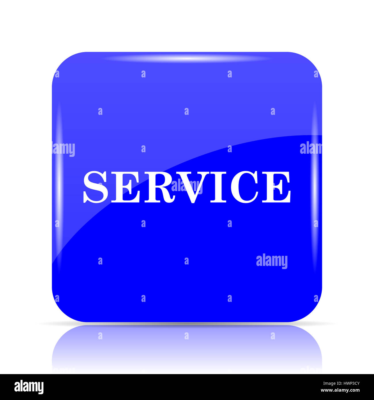 Service icon, blue website button on white background Stock Photo - Alamy