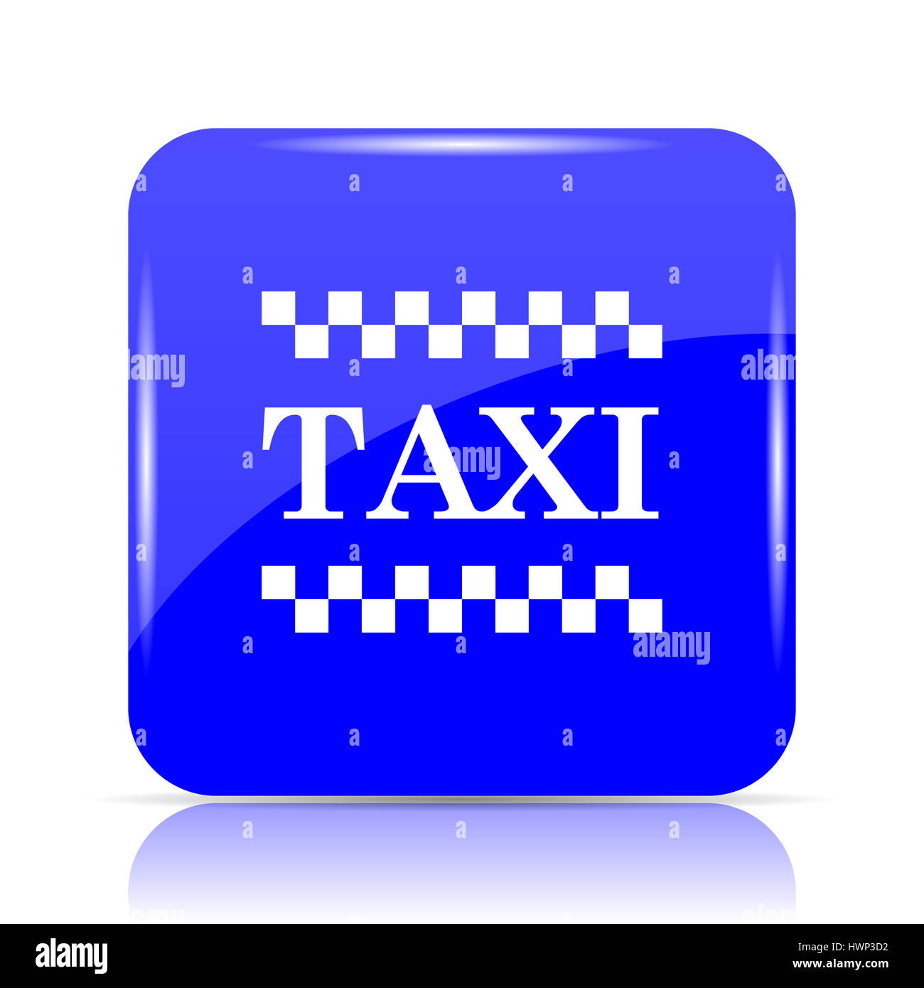 Taxi icon, blue website button on white background Stock Photo - Alamy