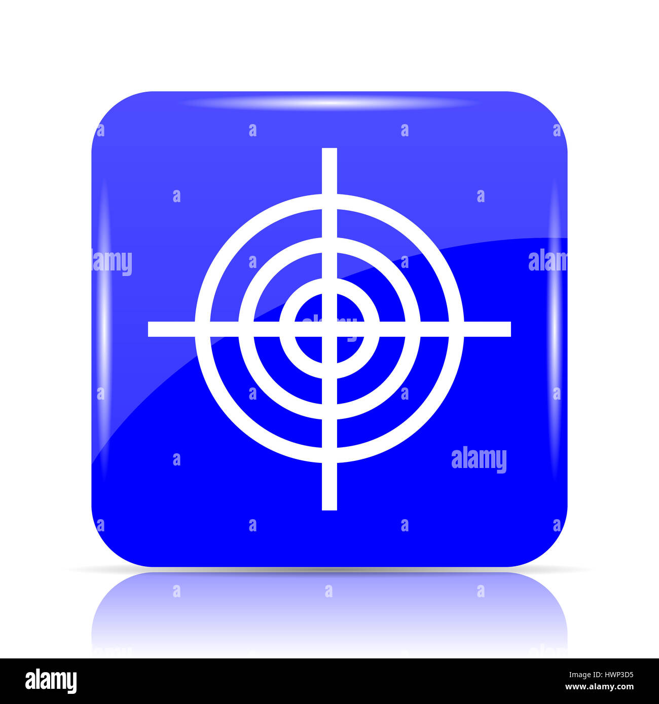 Target icon, blue website button on white background Stock Photo - Alamy