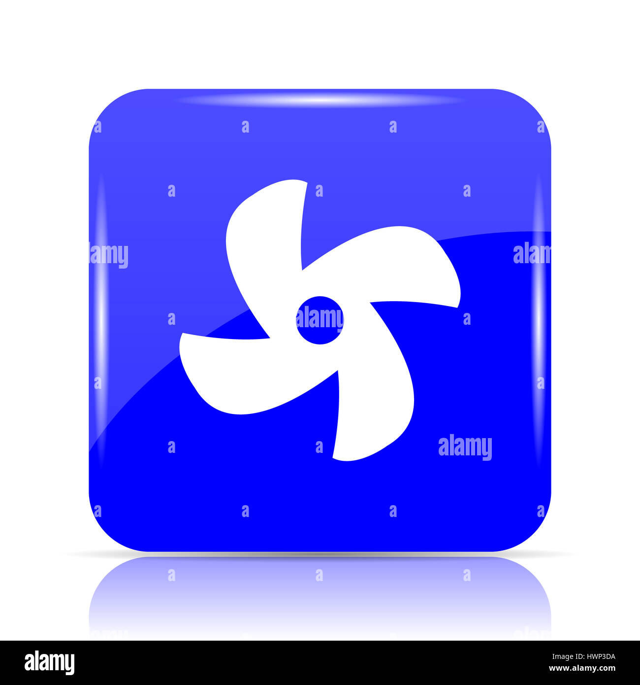 Fan icon, blue website button on white background Stock Photo - Alamy