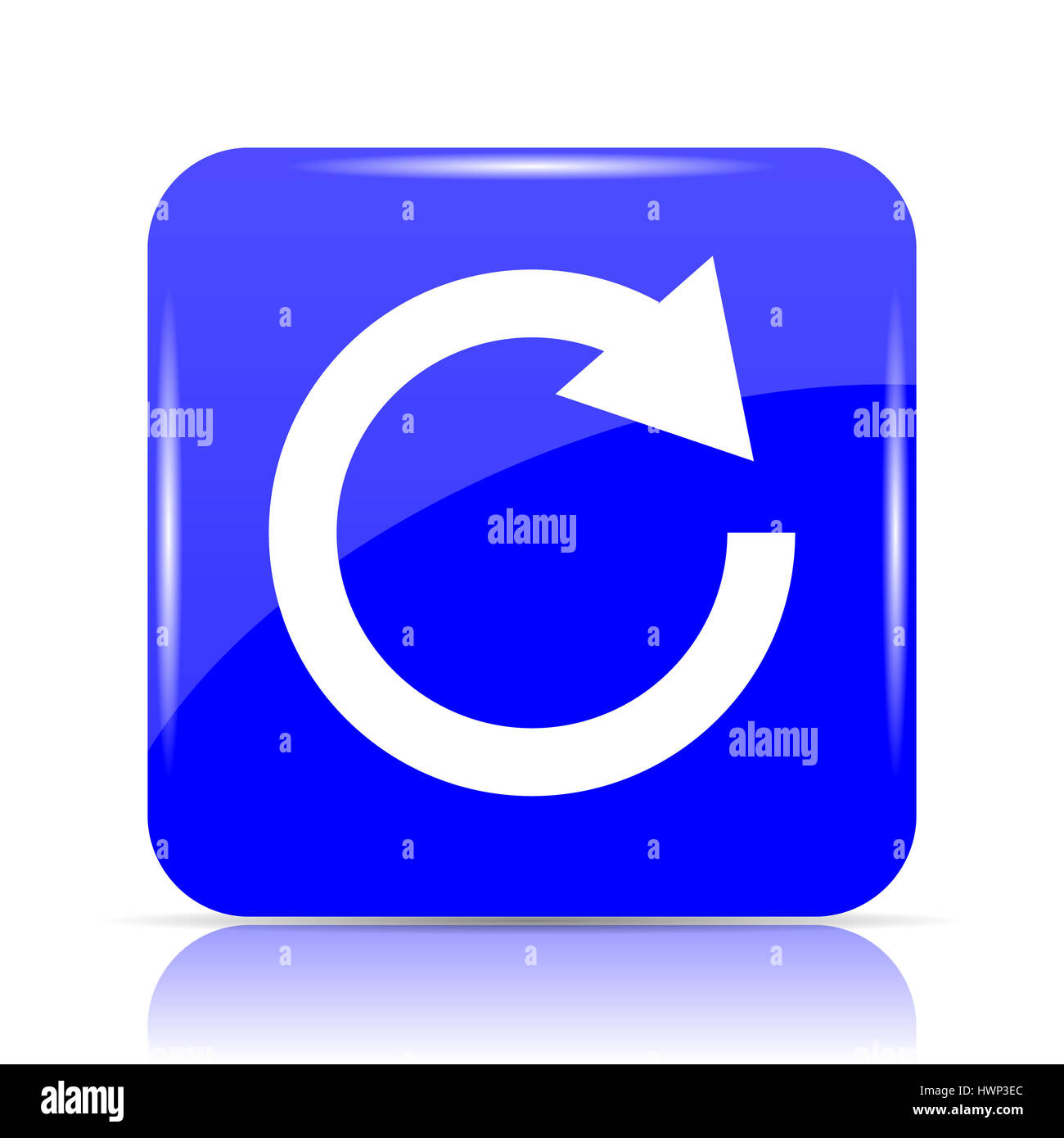 Reload one arrow icon, blue website button on white background Stock ...