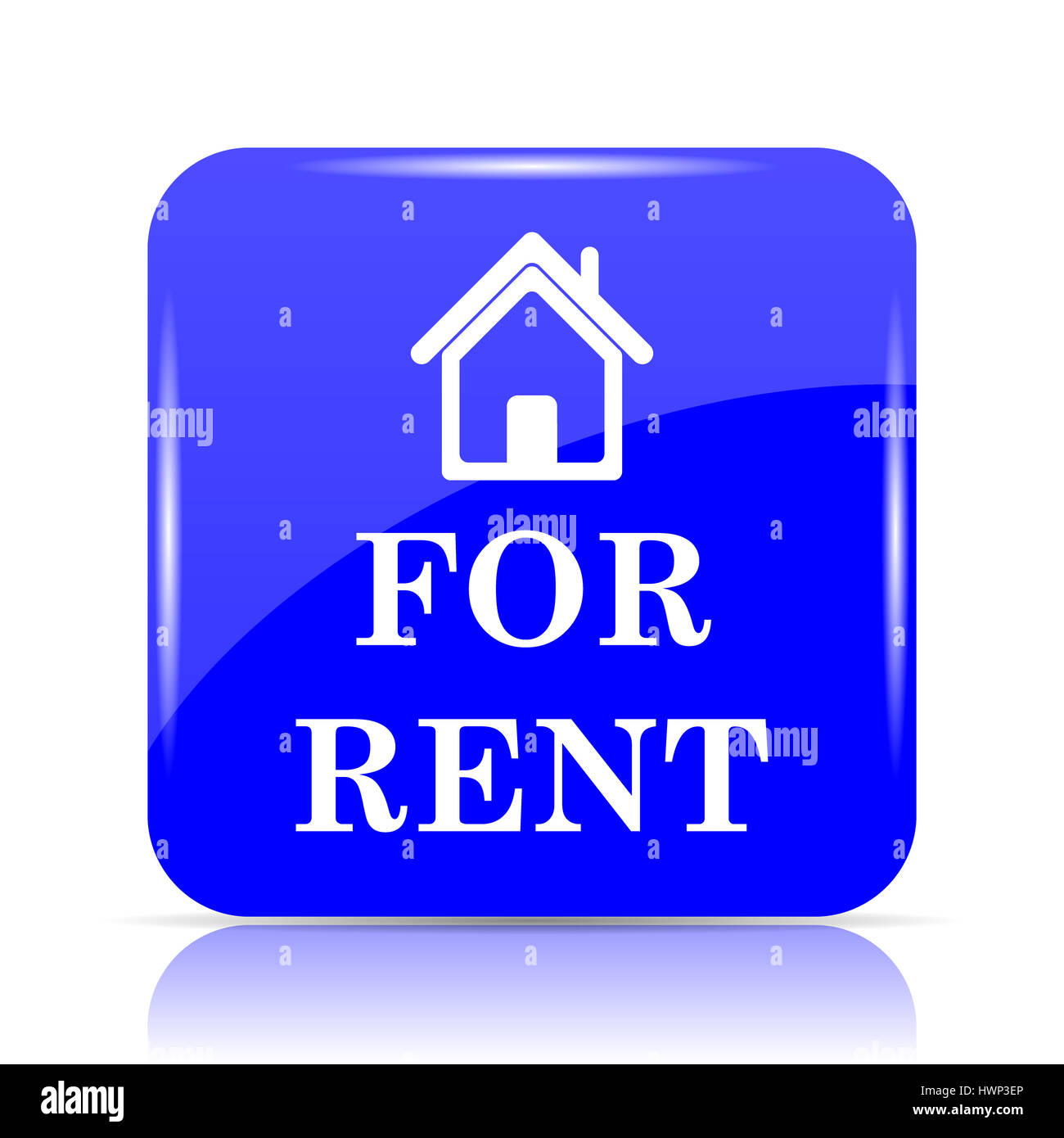 For rent icon, blue website button on white background Stock Photo - Alamy