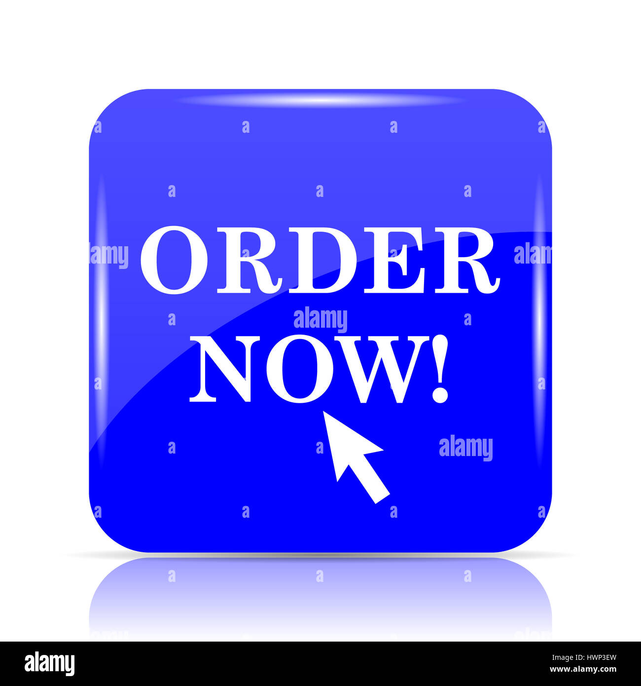 Order now icon, blue website button on white background Stock Photo - Alamy
