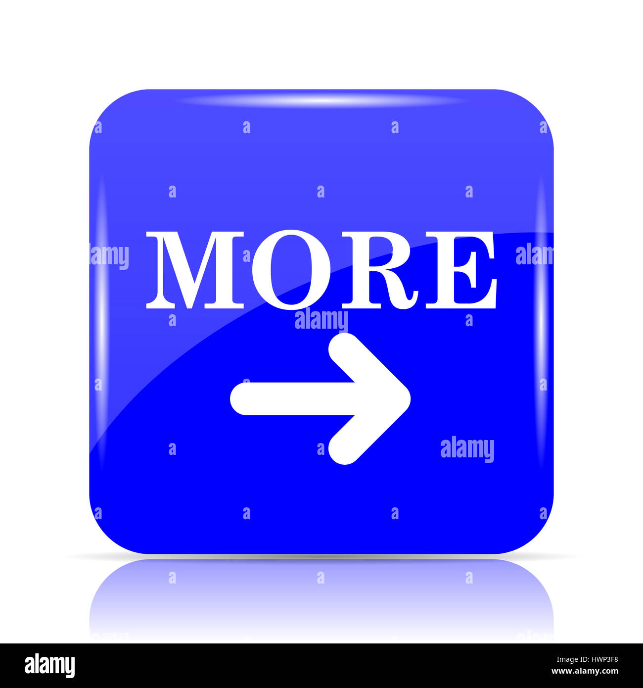 More icon, blue website button on white background Stock Photo - Alamy