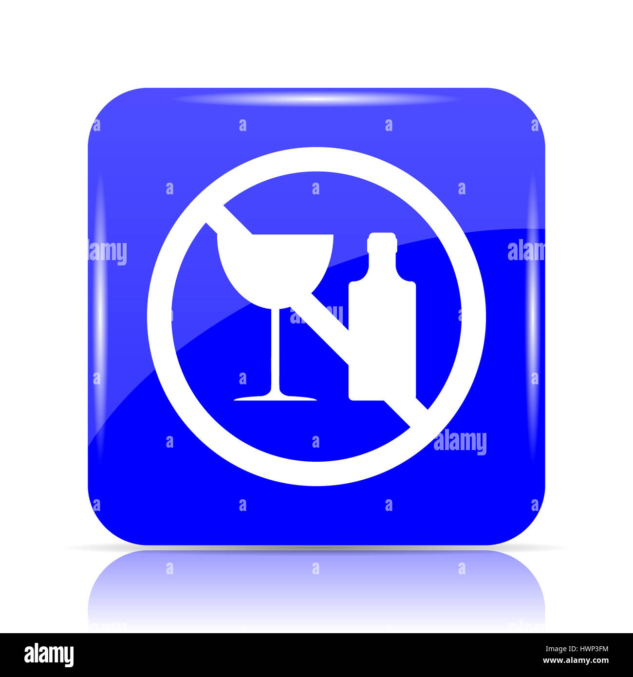 No alcohol icon, blue website button on white background Stock Photo ...
