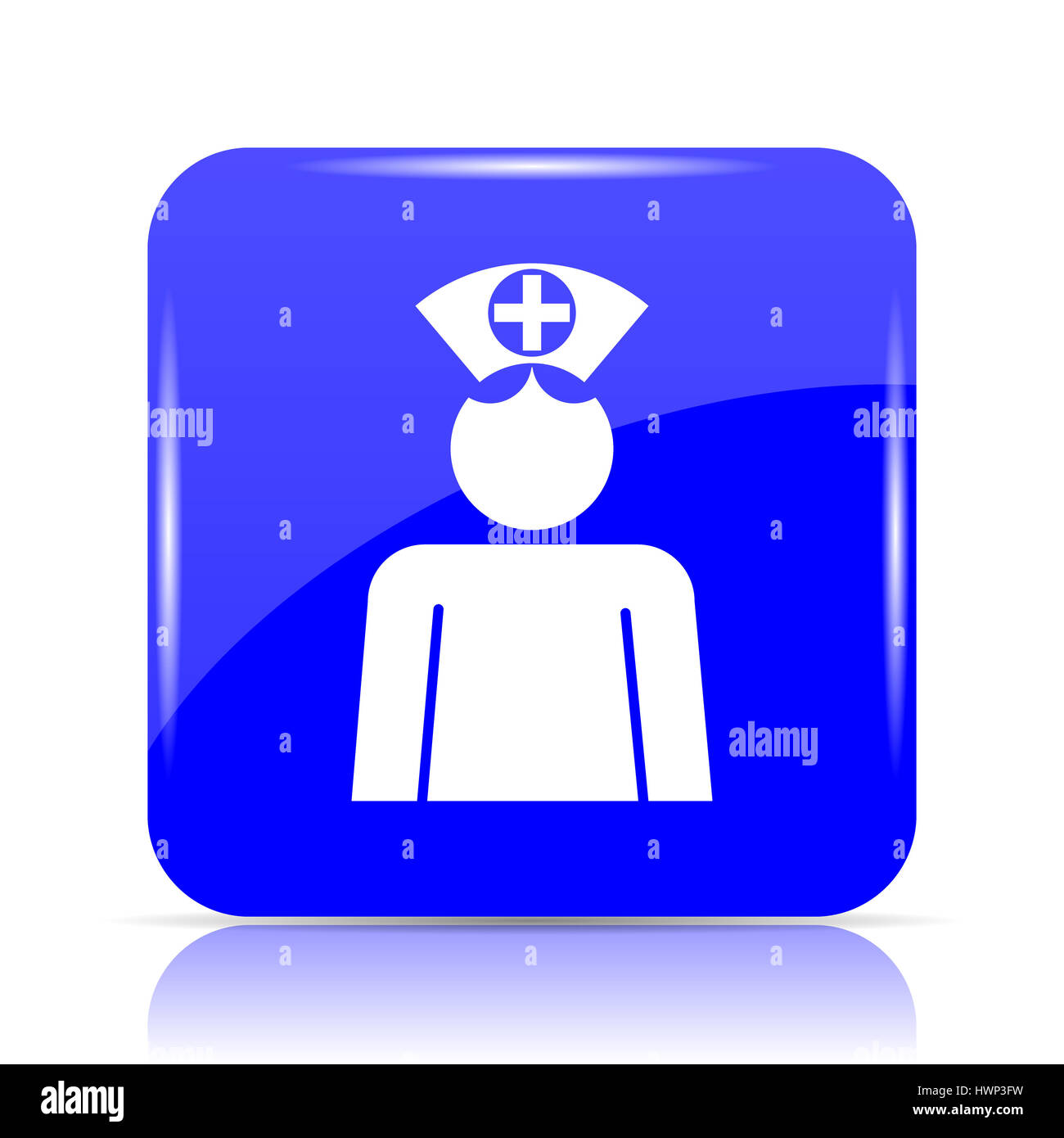 Nurse icon, blue website button on white background Stock Photo - Alamy