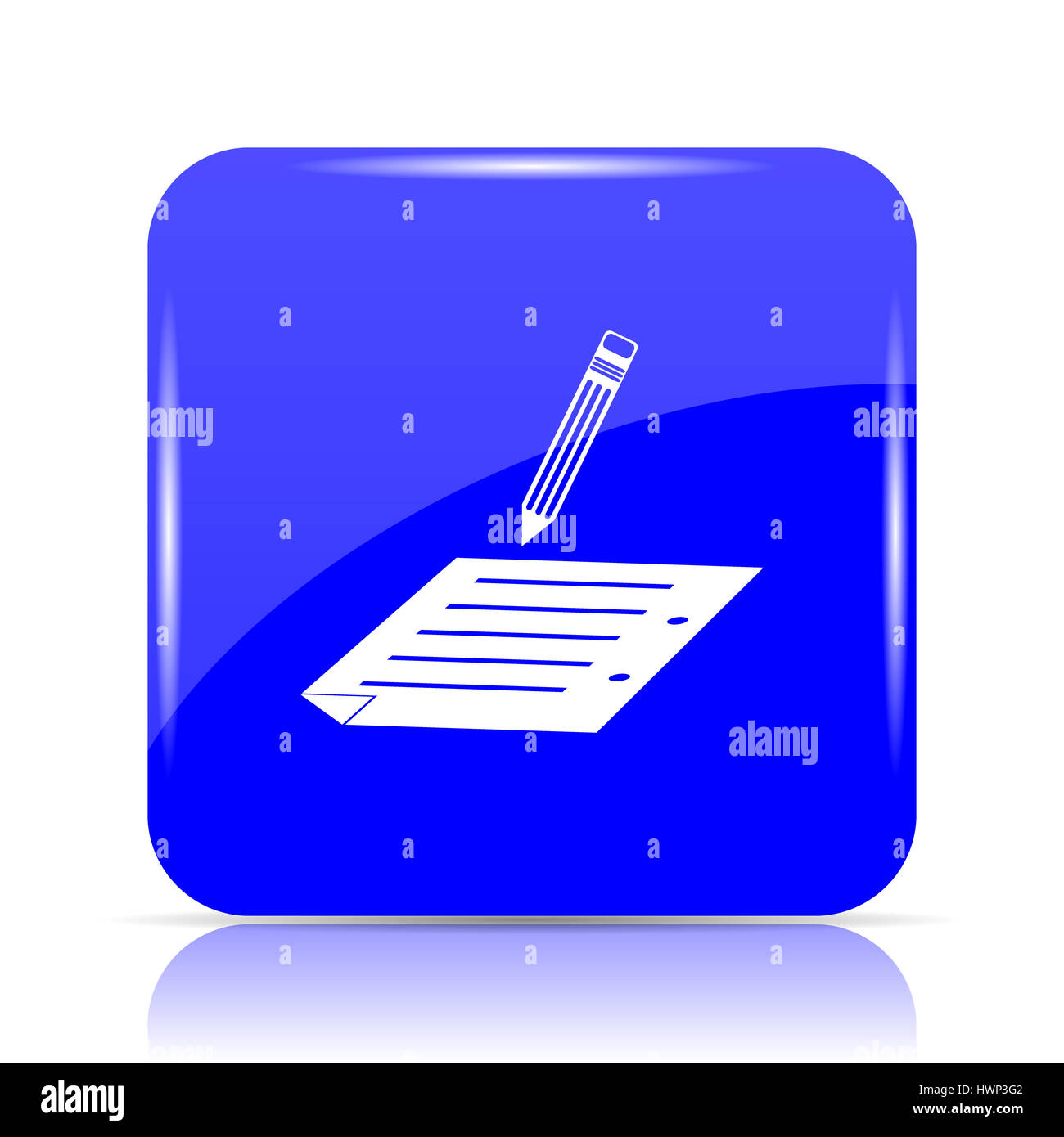 Subscribe icon, blue website button on white background Stock Photo - Alamy