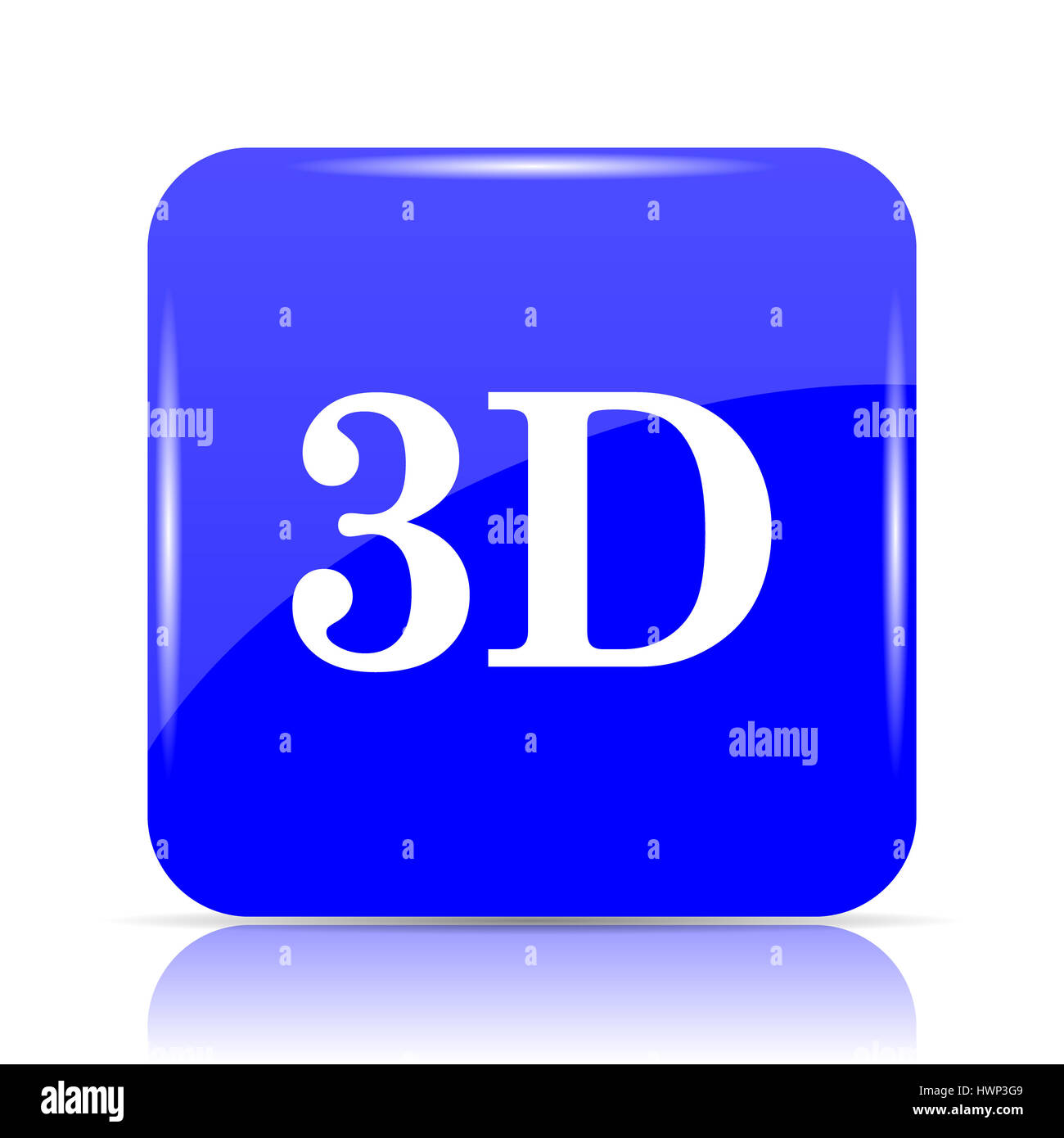 3D icon, blue website button on white background Stock Photo - Alamy